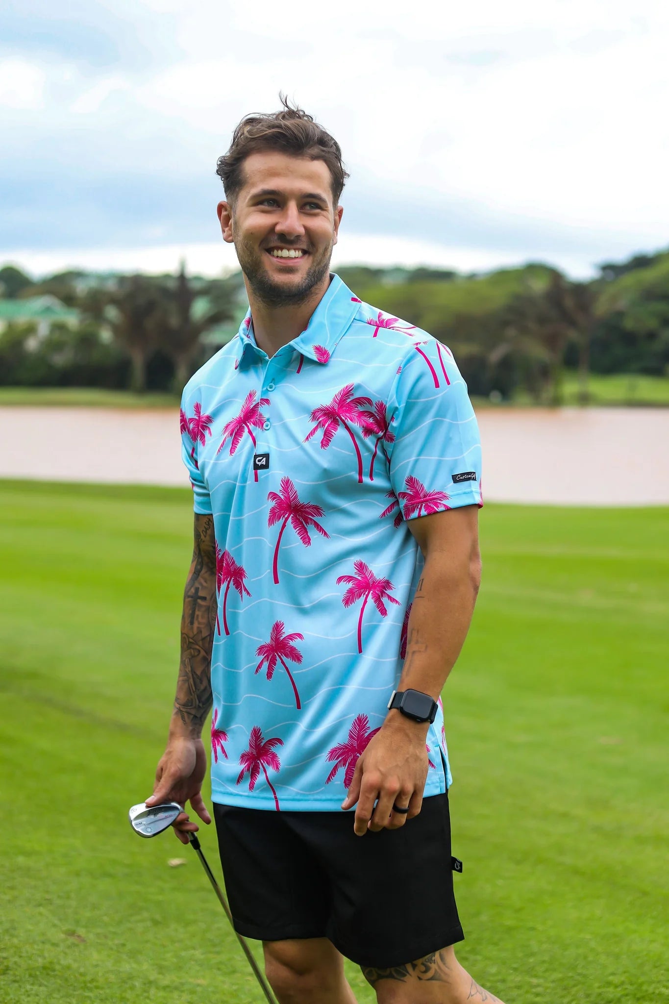 CA Funky Golf Polo | Palm Vibes – Custom Golf Global AU